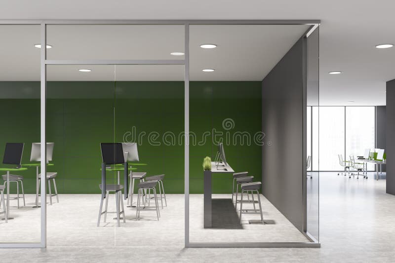 Green Tile Coworking Style Office and Open Space Stock Illustration ...