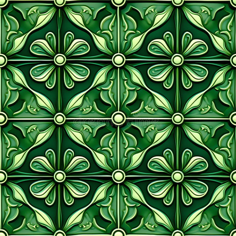 Green Tile Pattern for Decoration Stock Illustration - Illustration of ...