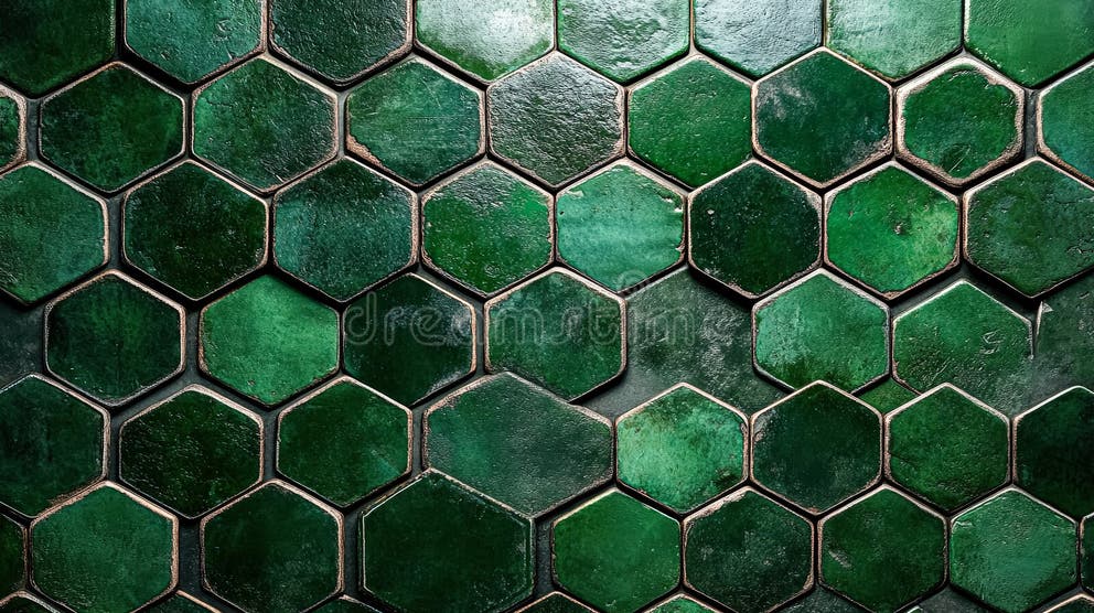 Green Tile Pattern with a Metallic Sheen Stock Photo - Image of blue ...