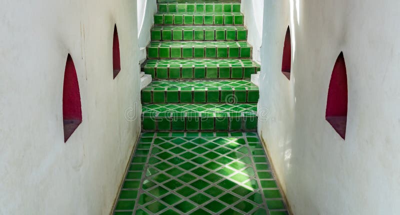 Green Tile Staircase stock photo. Image of background - 79767932