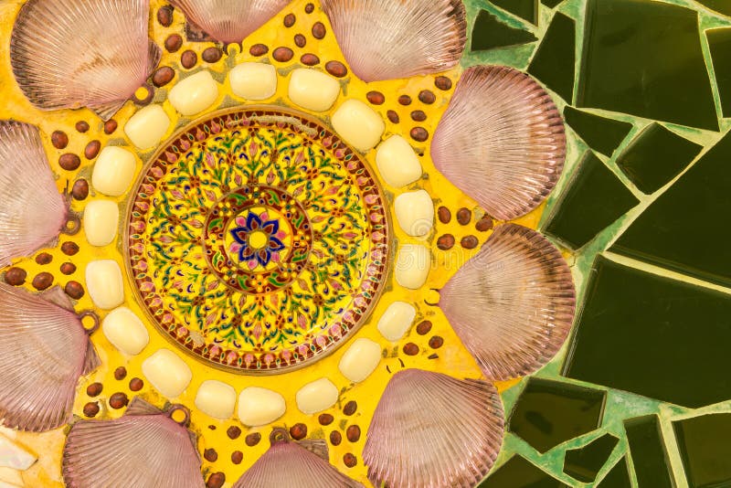 Green tiles with shells stock image. Image of concept - 50919159