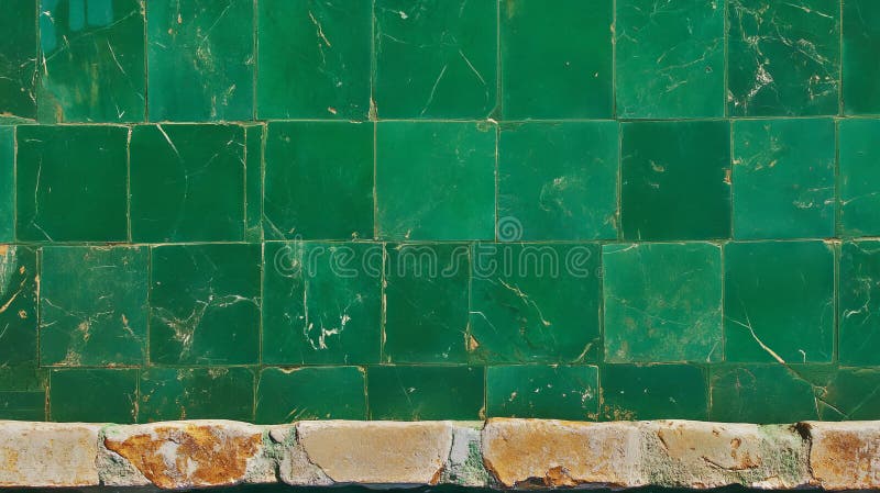 Green Tiles with Stone Border and Textured Surface Stock Illustration ...