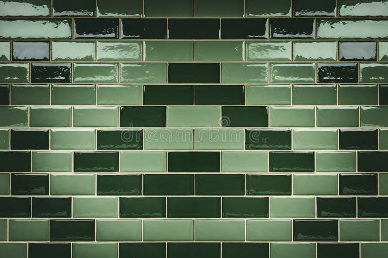 Green Tiles in Wet Finish, Creating Harmonious Mirrored Composition ...