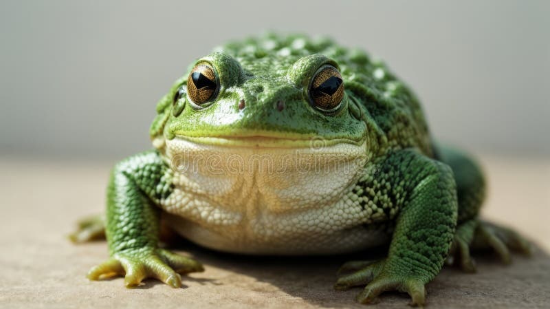 Green Toad Sits and Smiles on a White Background Stock Illustration ...