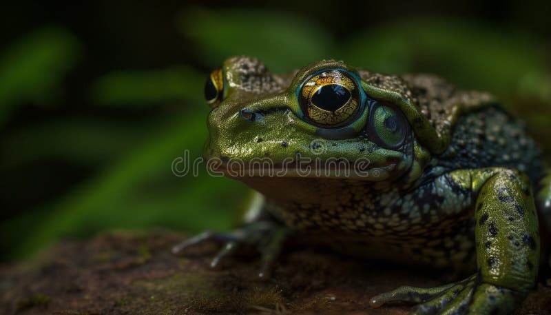 Green Toad Sitting on Leaf in Pond Generated by AI Stock Illustration ...