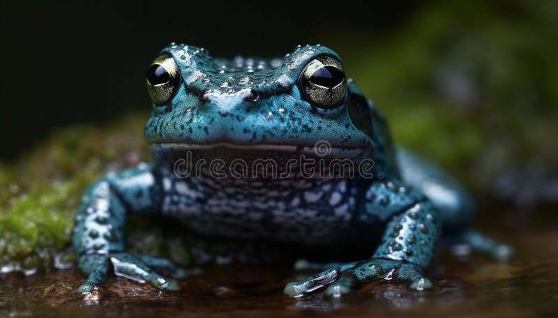 Green Toad Sitting in Wet Foreground, Staring at Camera Generated by AI ...