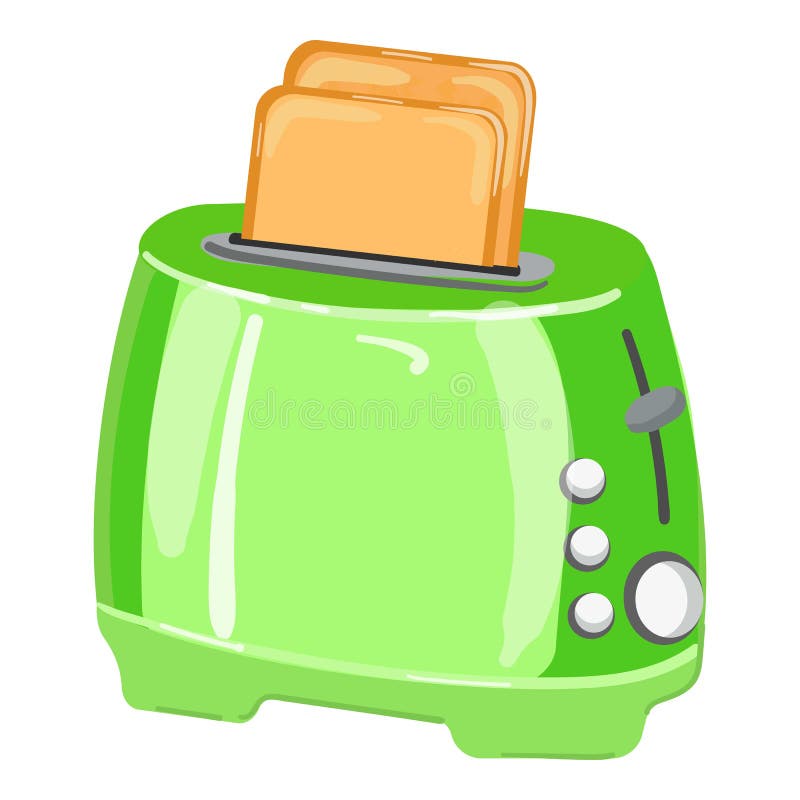 Green Toaster Icon Cartoon . Bread Toast Stock Illustration ...