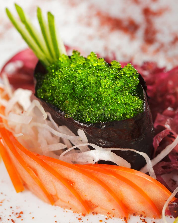 Green Flying Fish Roe Roll stock image. Image of delicacy - 11738825