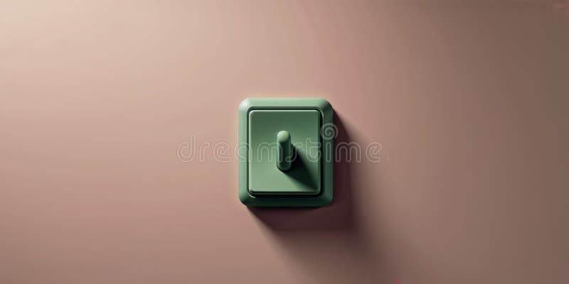 Green Toggle Switch on Soft Pink Taupe Background with Blank Space for ...