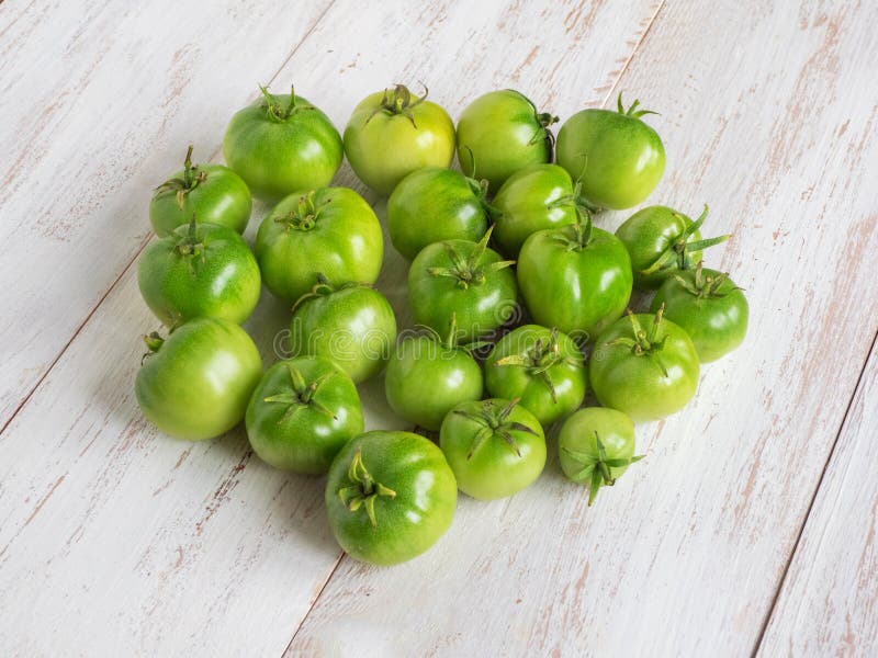 Green Tomatoes on a Table. Top View Stock Photo - Image of juicy ...