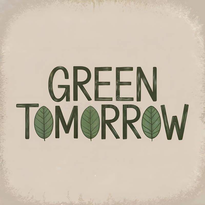 Green Tomorrow Phrase in Leaf Like Font on Beige Background Stock ...