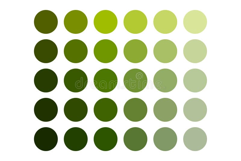 Green Tone Palette. Circle Shape Gradient. Nature Inspired Pigment ...