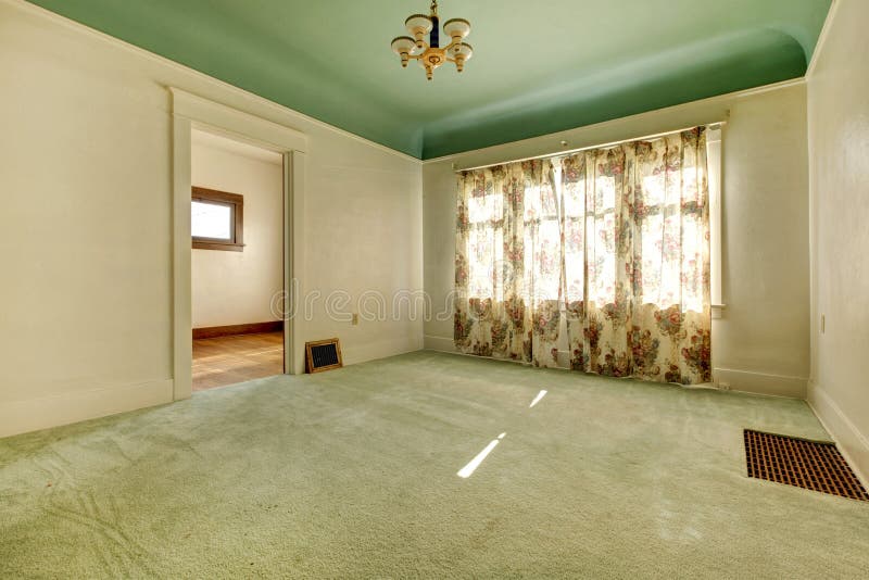 Empty New Green Room with Beige Carpet. Stock Image - Image of hardwood ...