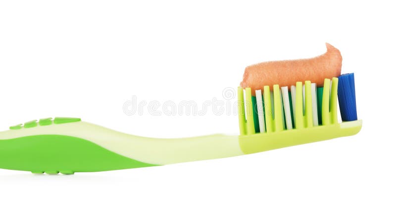 Green Toothbrush with Herbal Toothpaste Stock Image - Image of ...