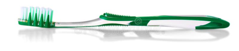 Green Toothbrush with Reflection Isolated on White Stock Image - Image ...