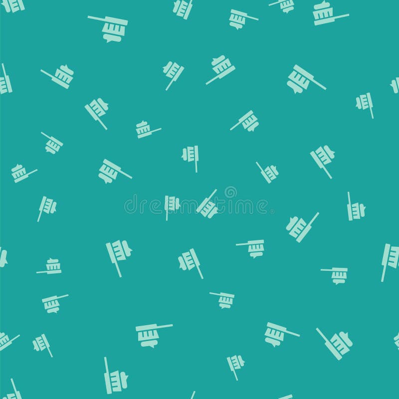 Green Toothbrush with Toothpaste Icon Isolated Seamless Pattern on ...