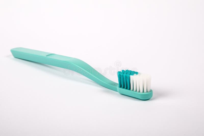 Green Toothbrush on a White Background. Object, Dental Hygiene Stock ...