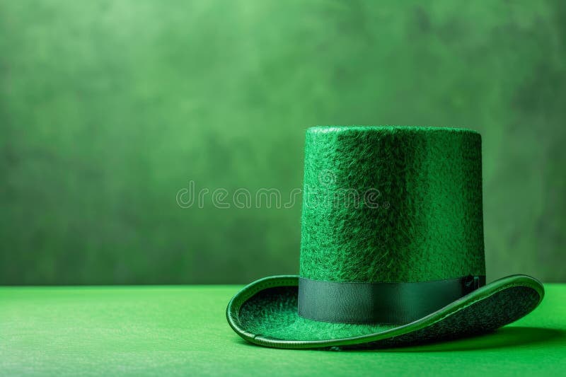Green Top Hat on Green Background Stock Illustration - Illustration of ...