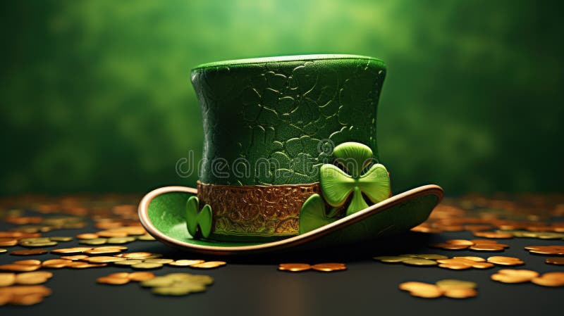 A Green Top Hat Placed on a Stack of Coins. Perfect for Financial and ...