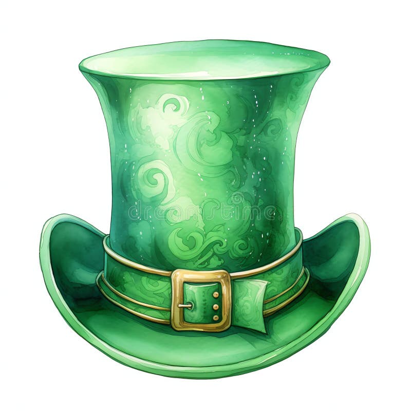 A green top hat watercolor stock illustration. Illustration of cliffs ...