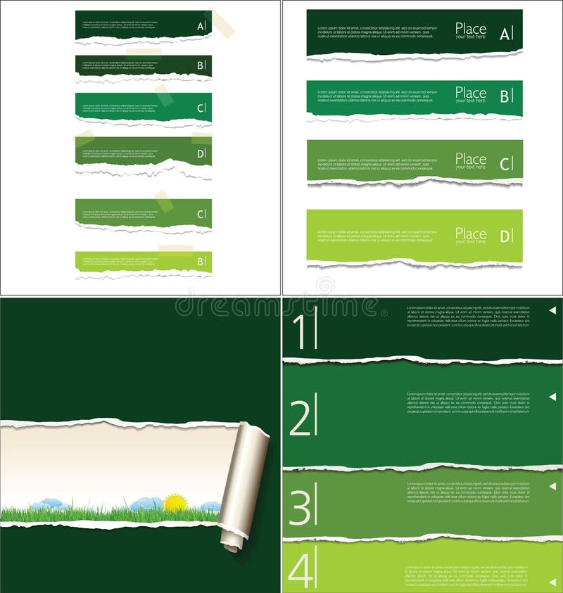 Green Torn Paper Background with Space for Text, Collection Stock ...