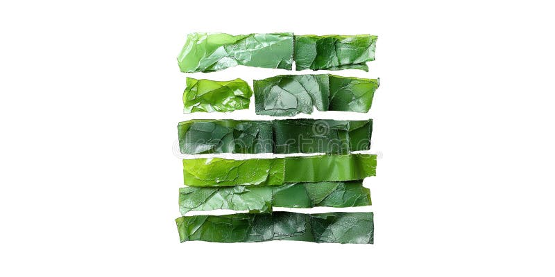 Green Torn Paper Strips. Creative Textured Design Element Isolated on ...