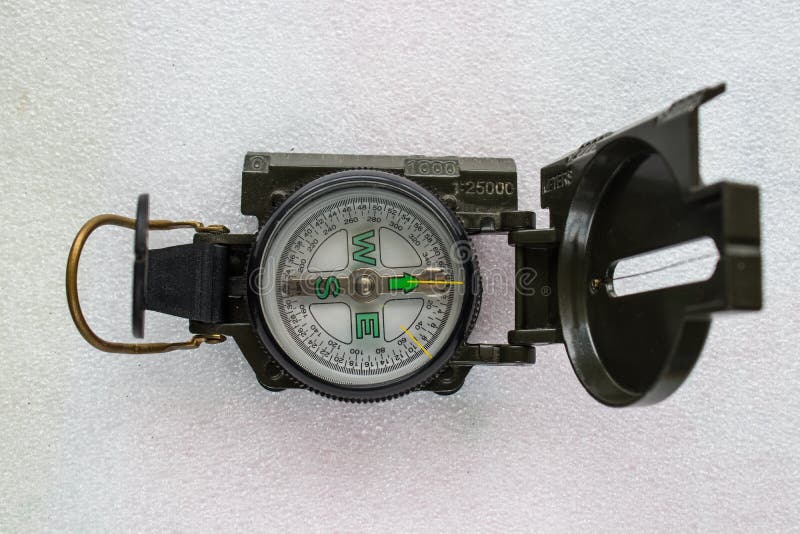 Green Tourist Compass Located Horizontally on a Light Background Stock ...