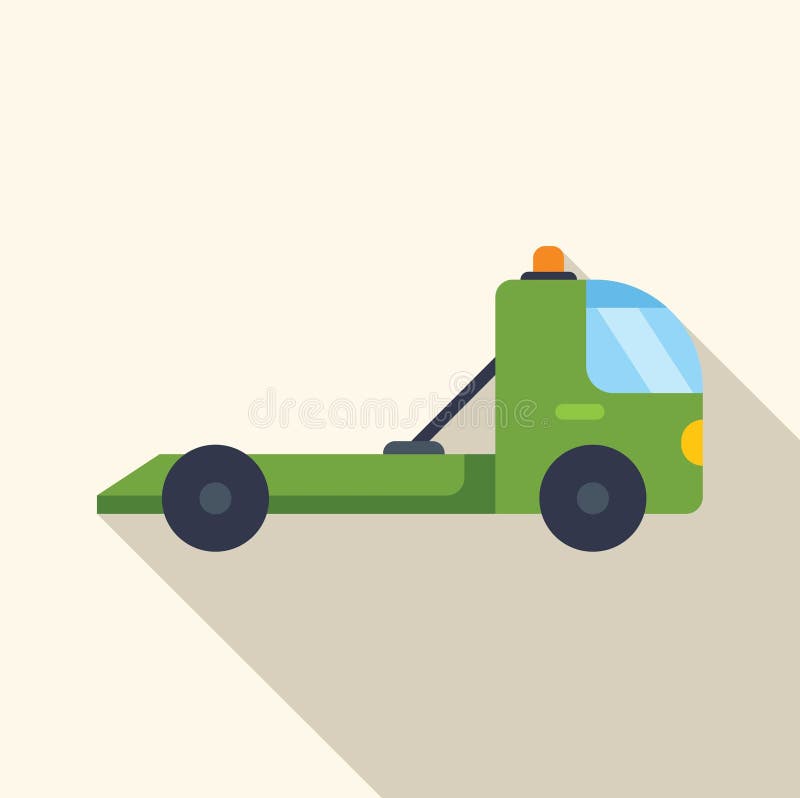 Green Tow Truck Carrying Nothing with Long Shadow Stock Illustration ...