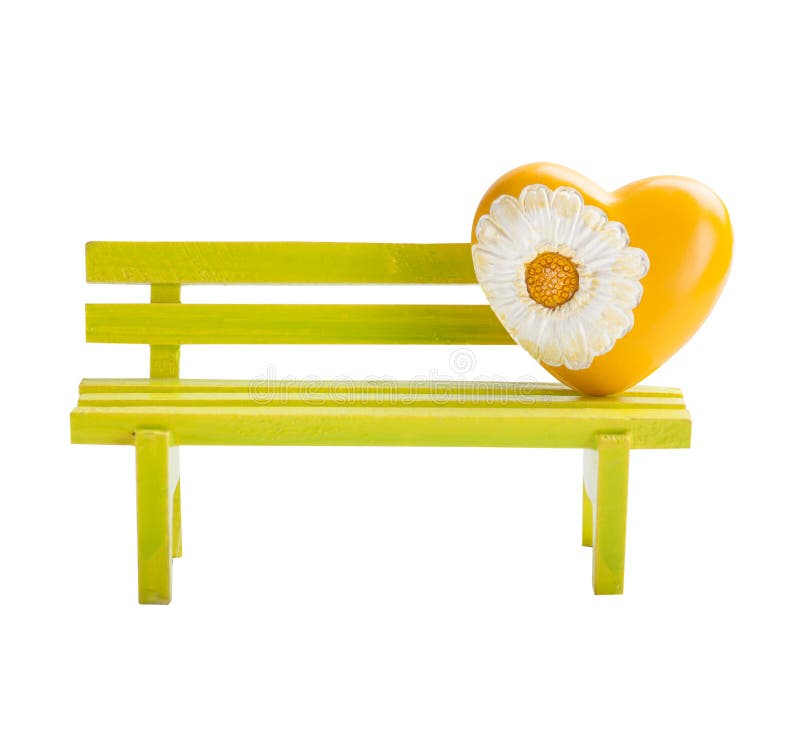 Green Toy Bench and Yellow Heart Stock Image - Image of sitting, happy ...