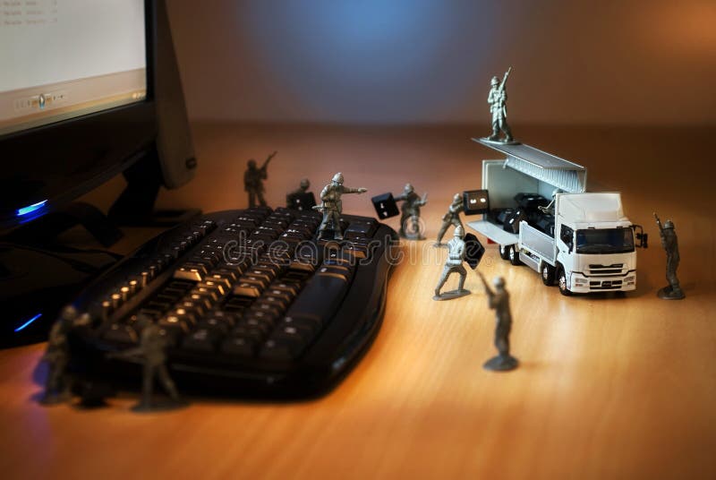 Computer Security Cyber Attack by Toy Soldiers Stock Image - Image of ...