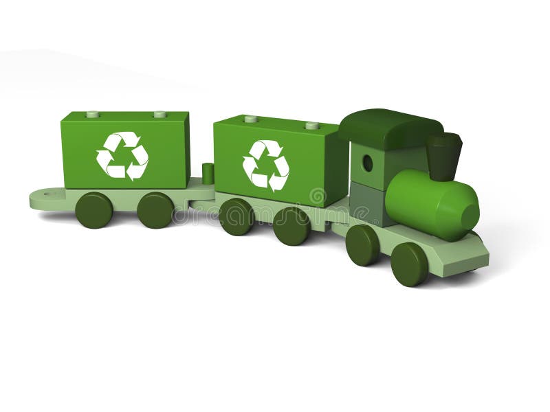Toy Train with Recycling Symbols Stock Illustration - Illustration of ...