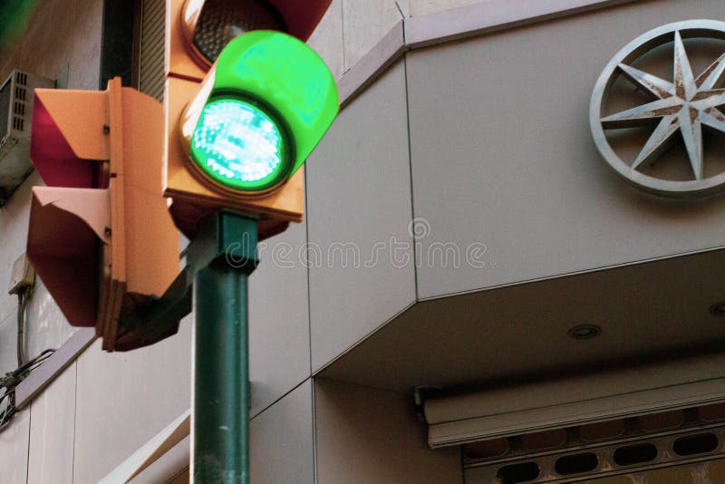 Green traffic light stock photo. Image of behaviour - 196355390