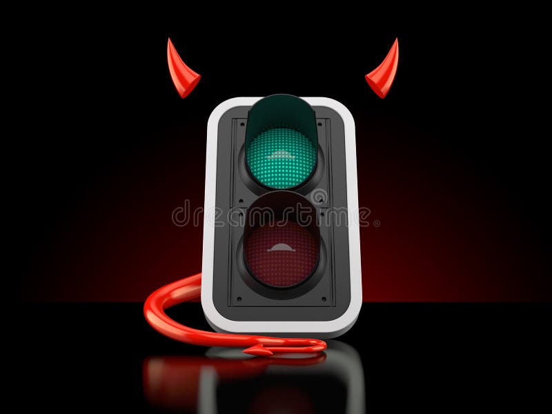 Devil Traffic Light Ahead in Shape Mascot Stock Vector - Illustration ...