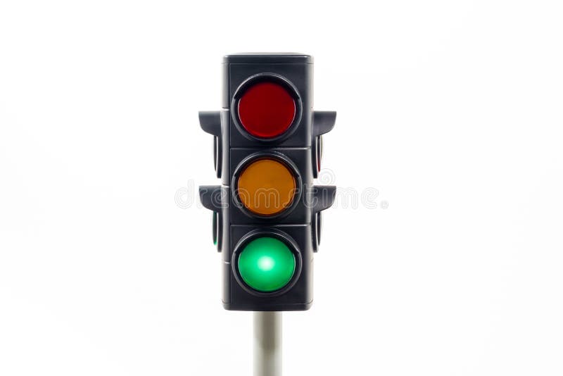 Green Traffic Light Isolated on a White Background. Stock Photo - Image ...