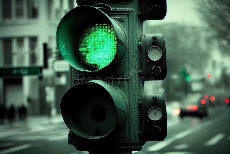 Green Traffic Light in Mid-blink, Creating Stop-and-go Effect Stock ...