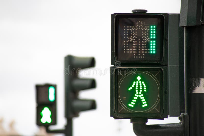 Green Traffic Light for Pedestrians Counting Down in 1 Seconds in ...