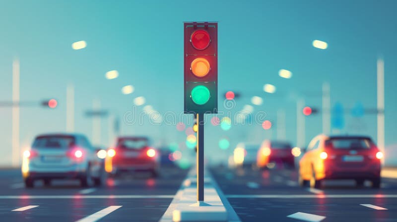 A Green Traffic Light Positioned on the Side of the Road Stock Image ...