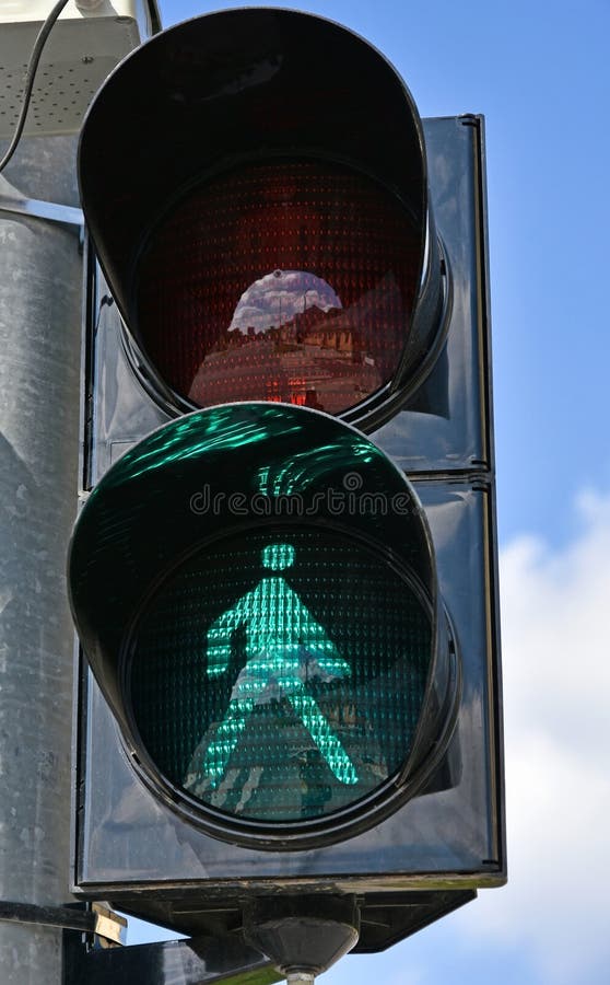 Green Traffic Light at the Road Cossing Stock Photo - Image of light ...