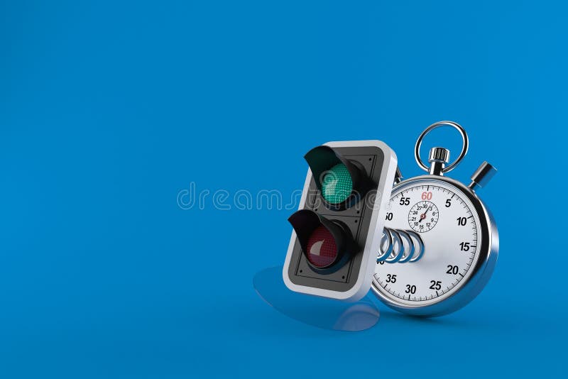 Green Traffic Light with Stopwatch Stock Illustration - Illustration of ...