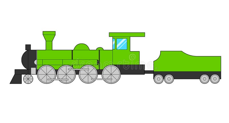 Green Train Railway Locomotive, Railroad Transportation Flat Vector ...
