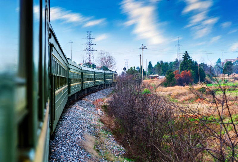 Old Train Runs through the Plains Stock Photo - Image of drive ...