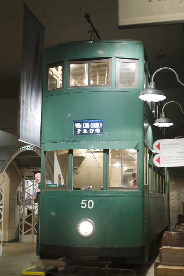 Green tramway bus editorial stock image. Image of hongkong - 48188134