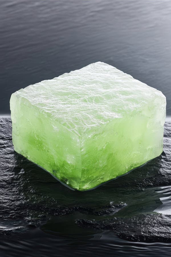 Green Translucent Cube on Dark Background Stock Illustration ...
