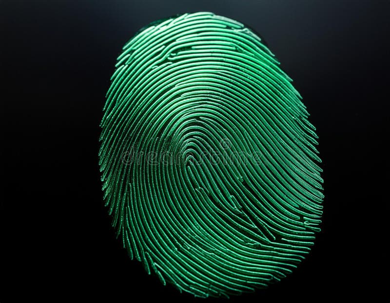Green Translucent Fingerprint on Black Background Stock Illustration ...