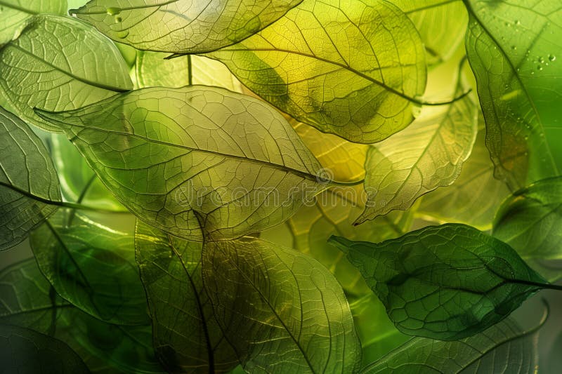 Green Translucent Glass Leaves Background with Visible Texture and ...