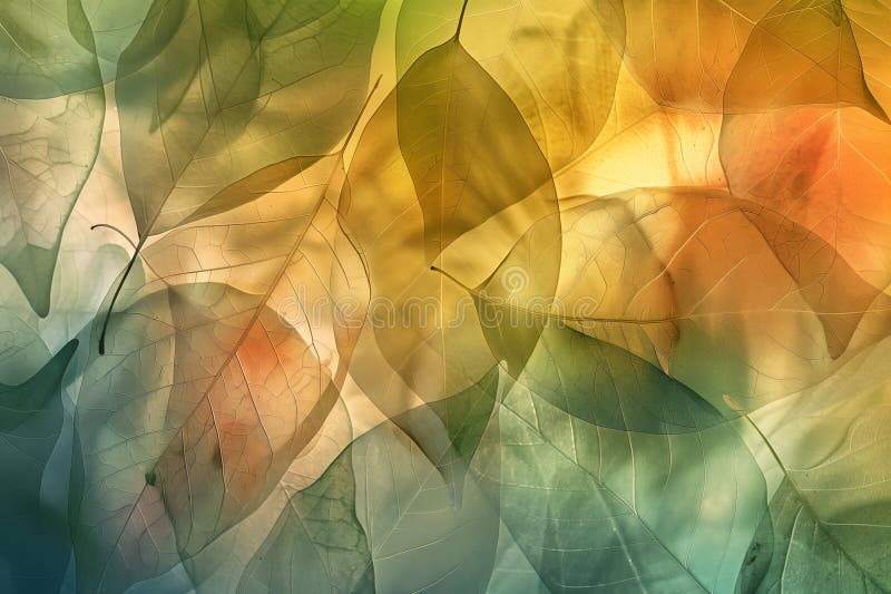 Green Translucent Leaves Background with Visible Texture and Veins ...