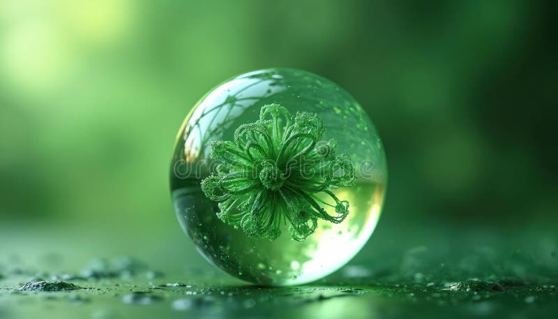 Green Translucent Sphere Features Organic Cluster Structure. Bokeh ...