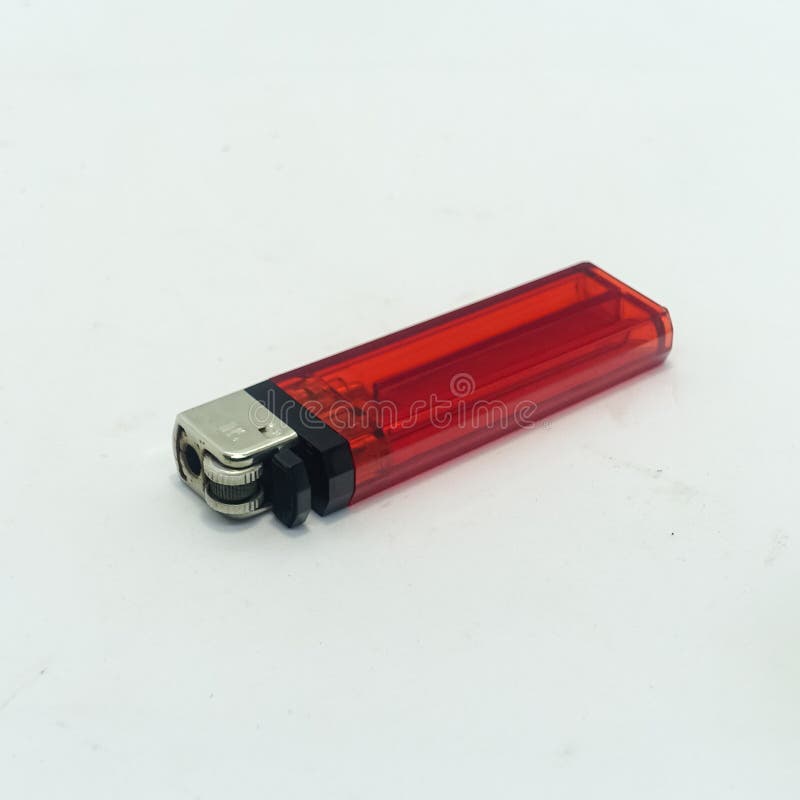 Red Transparent Lighter Isolated in White Background. Stock Photo ...