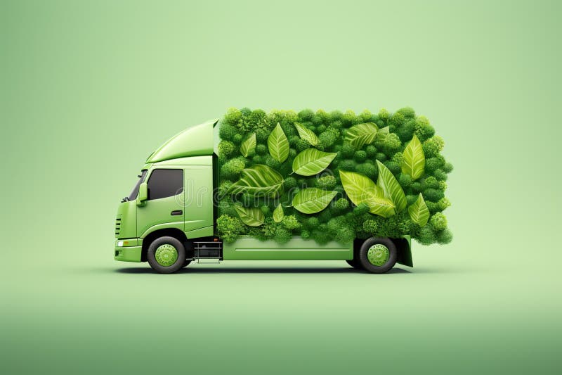 Green Transportation Concept with Delivery Truck. Generative AI Stock ...
