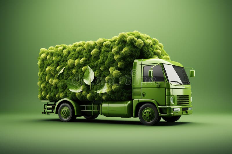 Green Transportation Concept with Delivery Truck. Generative AI Stock ...